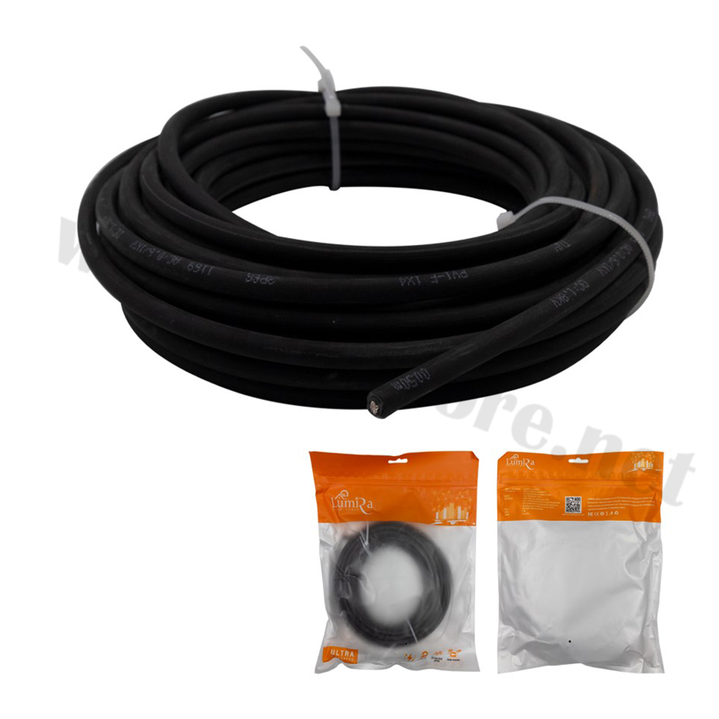 สายไฟโซล่าเซลล์ PVI-F 4Sq.mm(10M) GS-0410 Black LUMIRA รุ่น PVI-F 4*10 Black สายไฟฉนวน 2 ชั้น ...